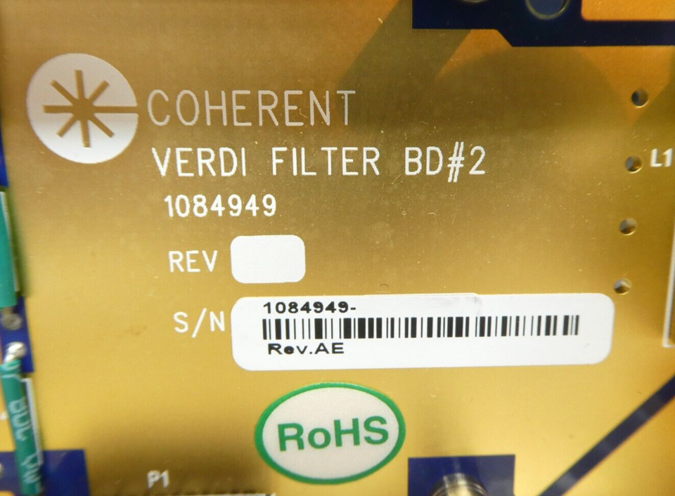 Coherent 1084949 Verdi Filter BD#2 PCB Rev. AE 1084953 1103402 Working ...