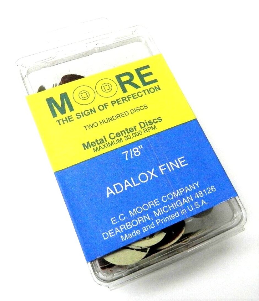 E C Moore's Adalox Fine 7/8" Sanding Disc Snap on Brass Center Pack of ...