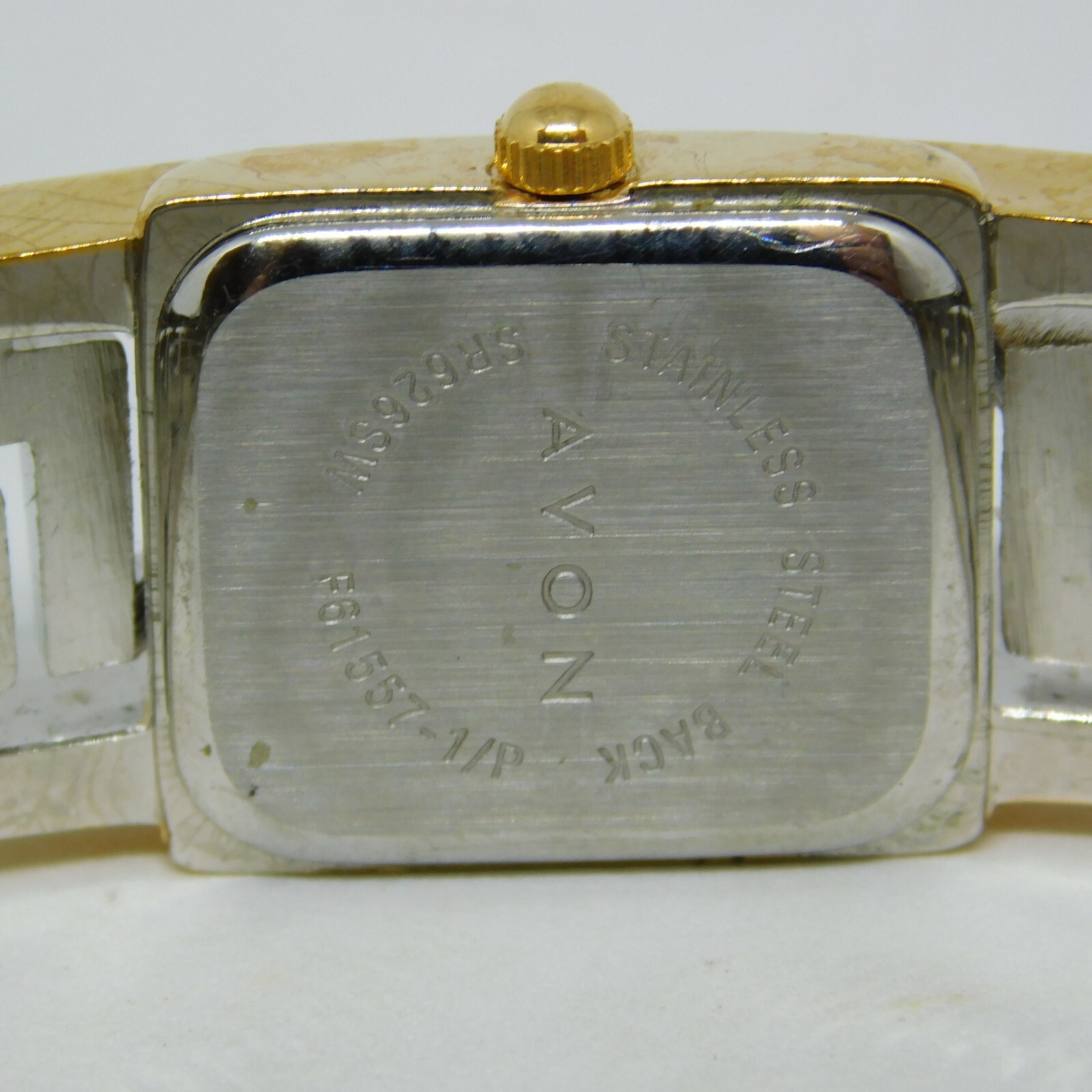 AVON Watch Gold Silver Greek Pattern Quartz Womens Bangle F61557-1/P ...