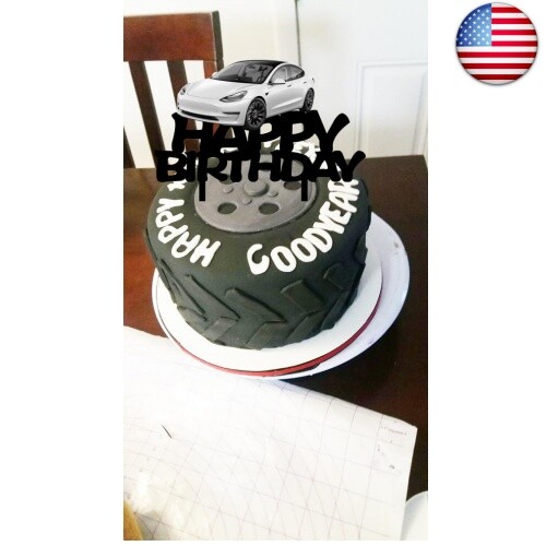 Electric Car Happy Birthday Cake Topper Electric Car Cake Topper for ...