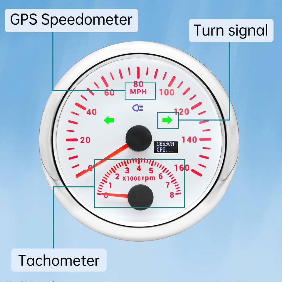 5 Gauge Set GPS Speedometer Gauge 0-160 MPH Waterproof For Car Marine ...