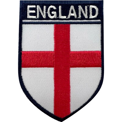 England Flag Shield Patch Iron Sew On T Shirt UK GB Football ...