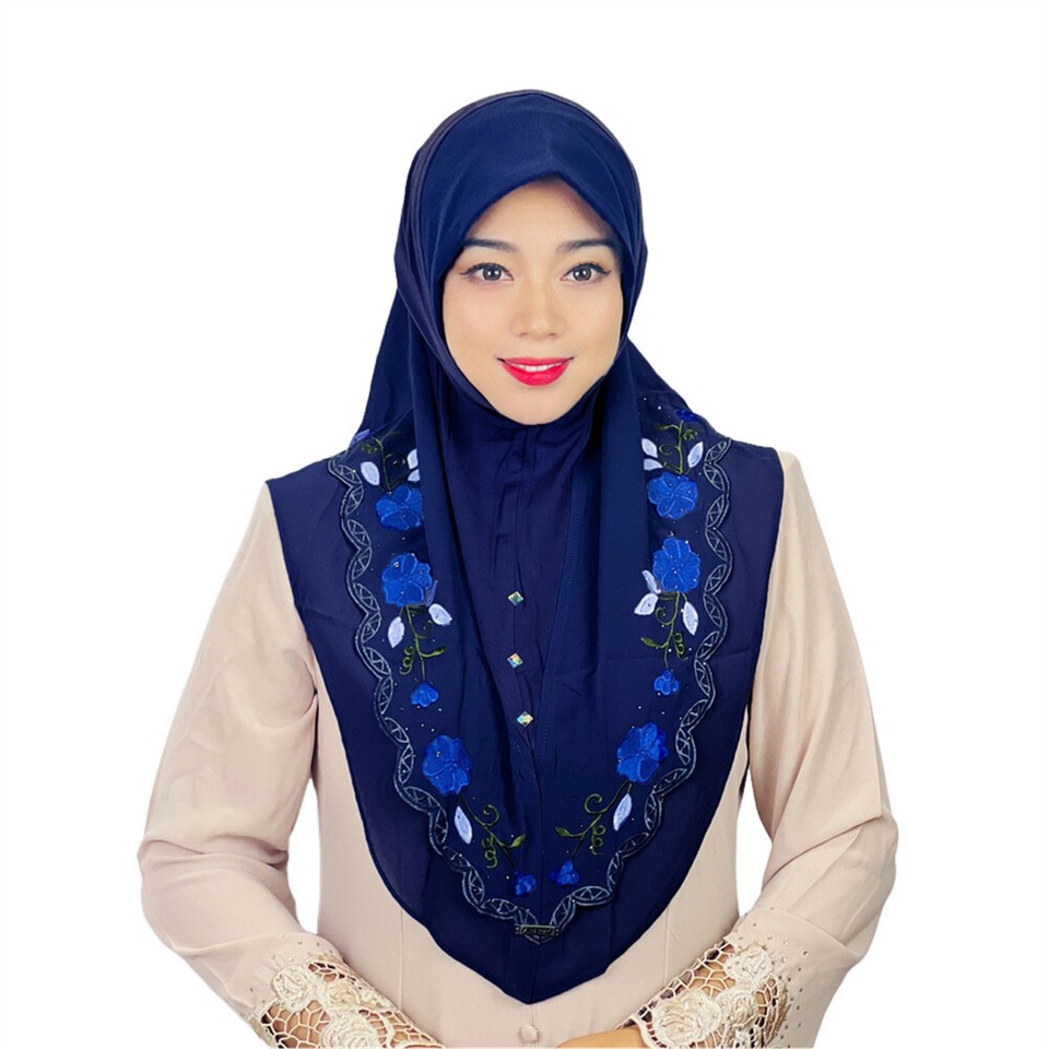 Muslim Instant Hijab Women Prayer Burqa Amira Shawls Embroidery ...