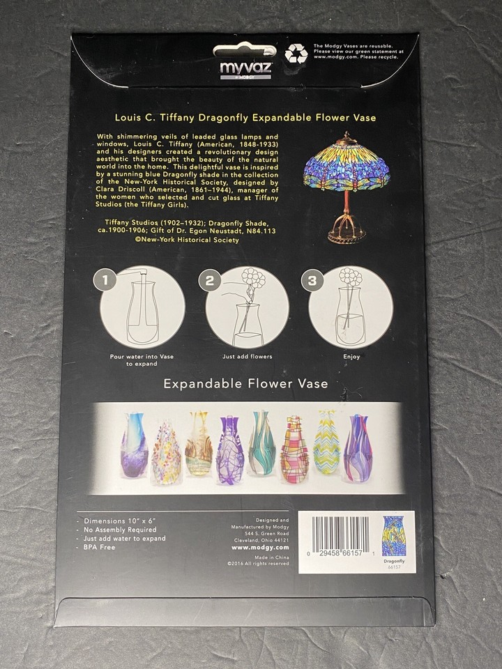 Modgy Expandable Vase “Louis C Tiffany Dragonfly” Reusable 10”x6” | eBay