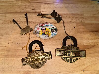 Harley Davidson Blacksmith Padlock Motorcycle Key Lock Set Lot PATINA ...