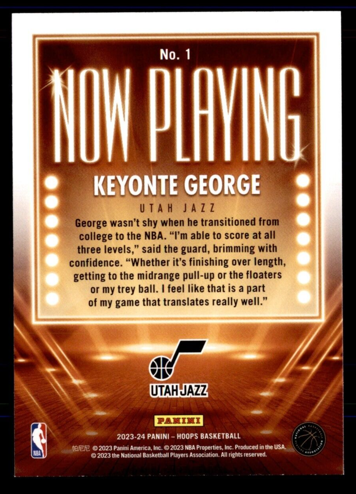 2023-24 Keyonte George RC #1 NBA Hoops Now Playing | Rookie Utah Jazz ...