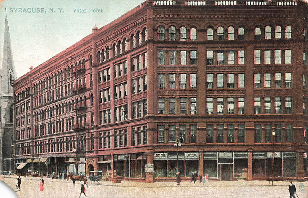 c1910 Yates Hotel Street Scene People Signs Syracuse NY P495 | eBay