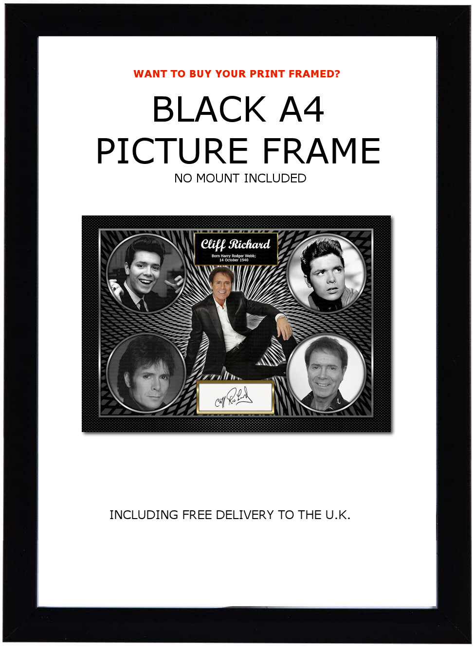 CLIFF RICHARD - SIGNED ORIGINAL A4 PHOTO PRINT MEMORABILIA | eBay UK