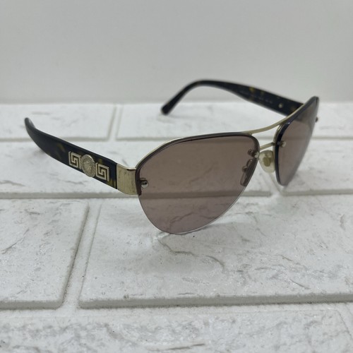 Versace MOD 2143 1252/13 Sunglasses Rimless Aviator Gold / Brown ...
