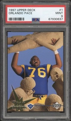 1997 Upper Deck Orlando Pace Rookie RC #1 PSA 9 Mint HOF St. Louis Rams ...