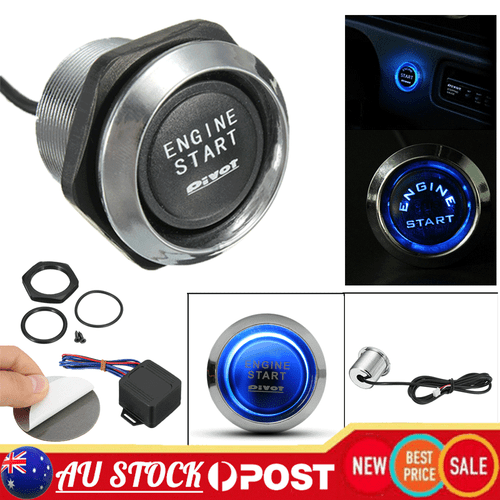 DC12V Car Engine Starter Button LED Blue Indicator Light Ignition ...