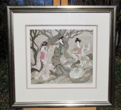 Helen Kunic Signed Etching with Aquatint, Dancing with Fans, Ed 72/95 ...