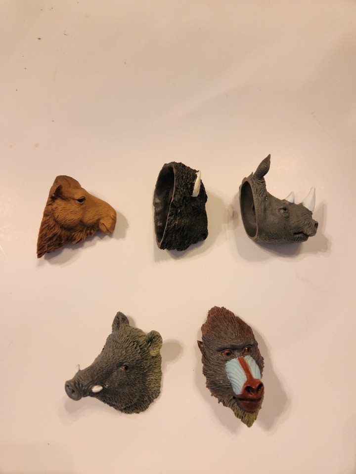 Lot Of 5 Finger Puppets Vintage Rubber Hog Monkey Camel Rhino Buffalo ...