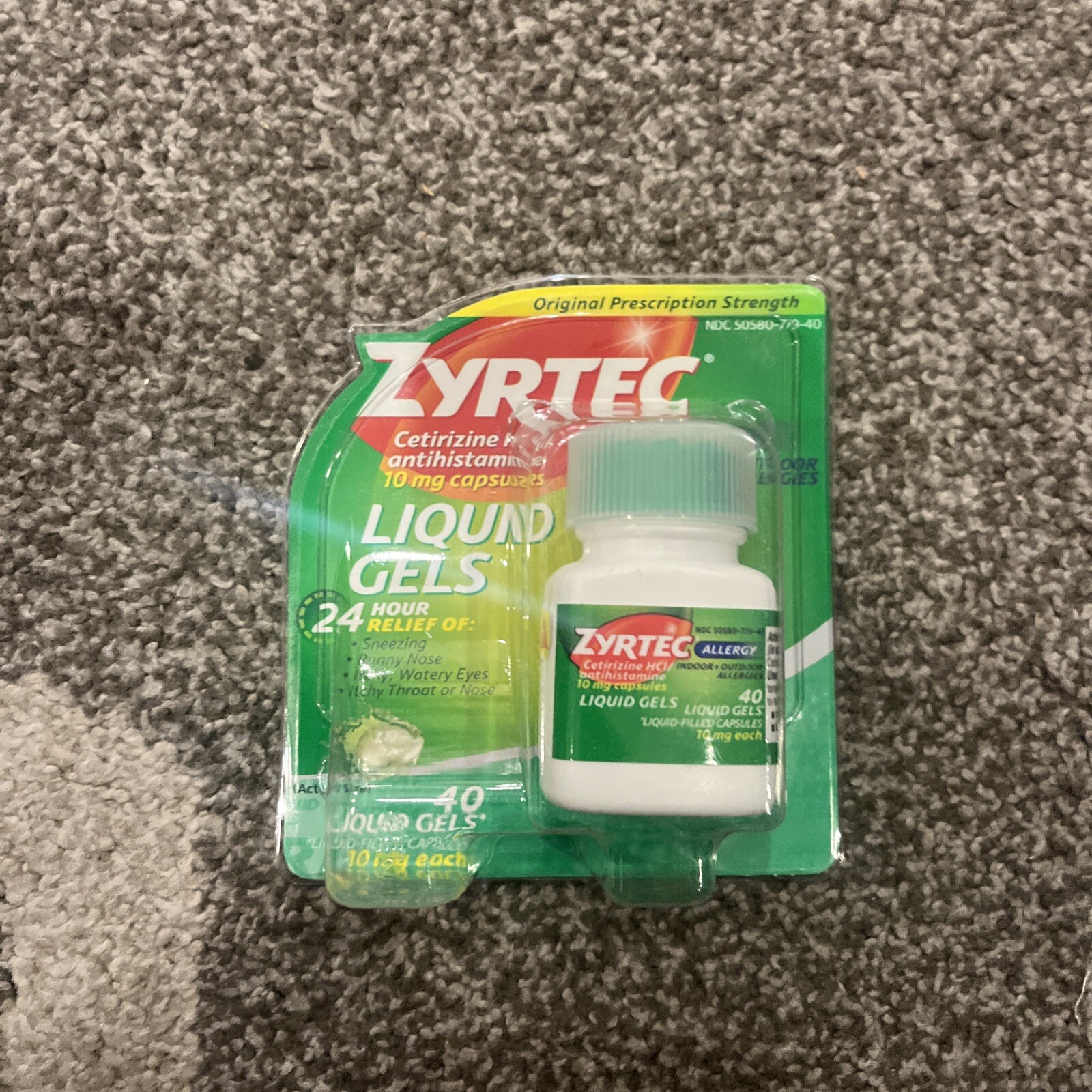 Zyrtec 24 Hour Allergy Relief Antihistamine Liquid Gels, 40 Ct Exp. 09/ ...