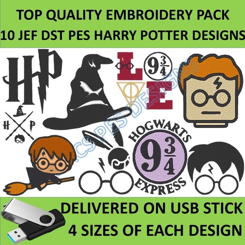 harry potter PES JEF DST embroidery designs on usb. Brother Machine ...