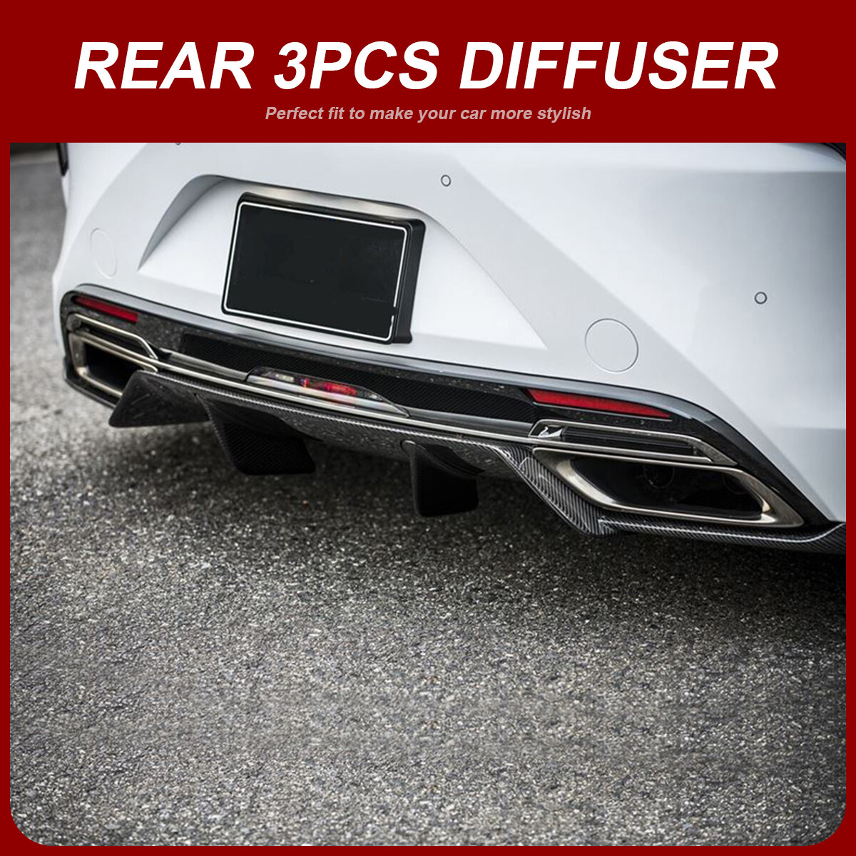 For 2017-2023 Lexus LC500 LC500H Carbon fiber Rear 3PCS Diffuser ...