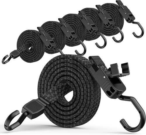 Bungee Cords with Hooks, 48 Inch Adjustable Flat Bungee Straps with ...