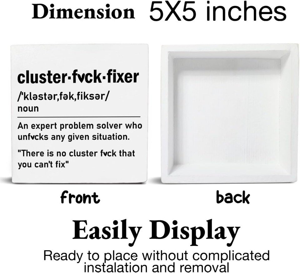 Funny Office Sign Decor Humor Cluster F&K Fixer Wood Block Sign Home ...