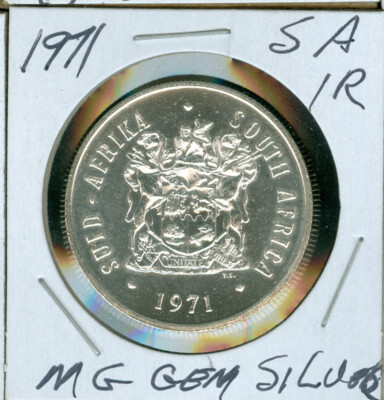 1971 SOUTH AFRICA SILVER 1 RAND MID GRADE GEM BU BLAST WHITE | eBay