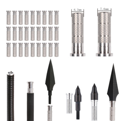 24/50/100pcs DIY Aluminum Arrow Inserts for ID 6.2mm/7.6mm Shaft Bolts ...