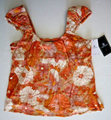 Volcom B0412300 Women's Sz S Brown/Orange Floral Only Good Daze ...