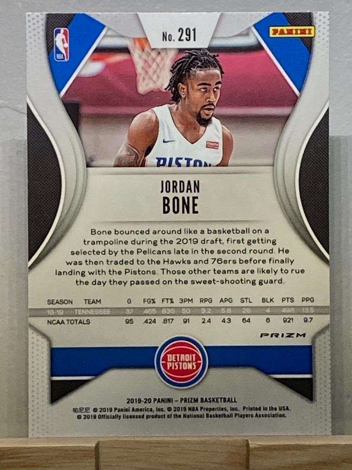 2019-20 Panini Prizm Rookie RC #291 Jordan Bone Detroit Pistons RC 1347 ...