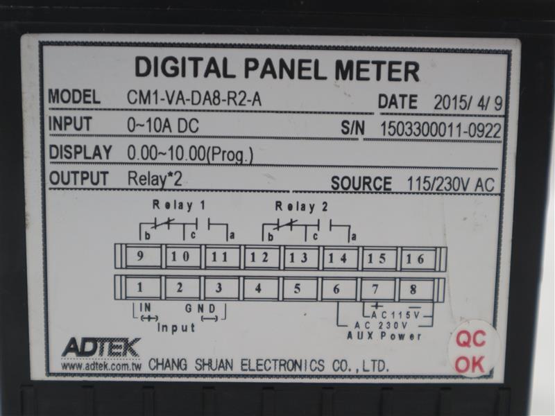 Adtek CM1-VA-DA8-R2-A CM1VADA8R2A Digital Panel Meter 115/230V AC Fast ...