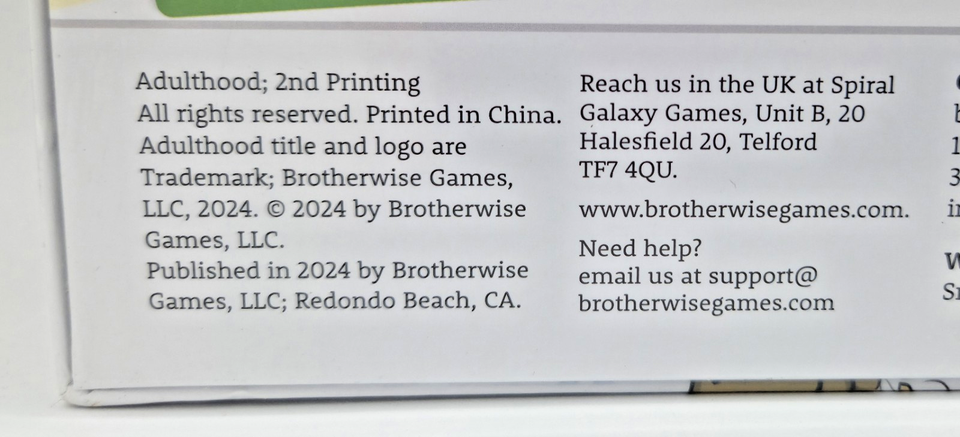 Adulthood Card Board Game NEW SEALED Brotherwise Games Johnny O'Neal ⚡ ...