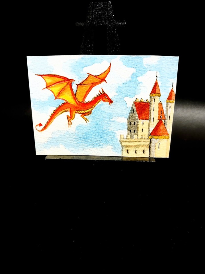 ACEO Hand Painted Art Card. Signed By Ray Dicken. Hand Painted Not A ...