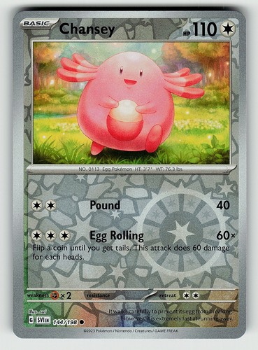 Chansey SV01: Scarlet & Violet Base Set Common 144/198 Reverse Holo | eBay