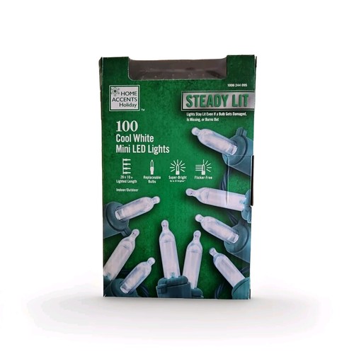 28.10ft 100-Light Cool White LED Mini Super Bright Steady On White ...