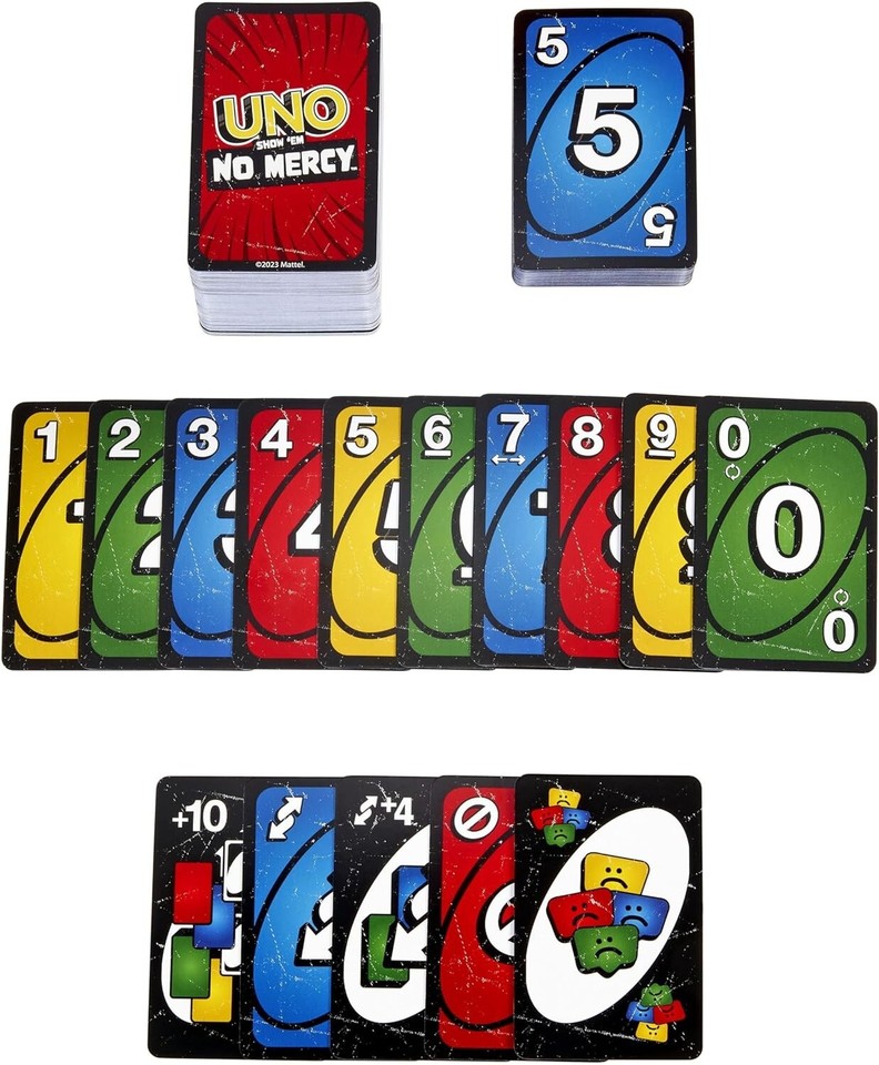 UNO SHOW EM' NO MERCY card game Multi Coloured New Twists From UNO Kids ...