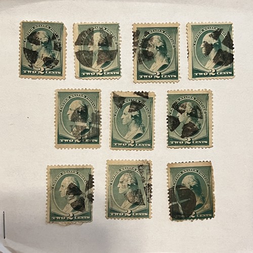 LOT OF 10 US QUARTERED CIRCLE FANCY CANCELS ON 2c GREEN WASHINGTON ...