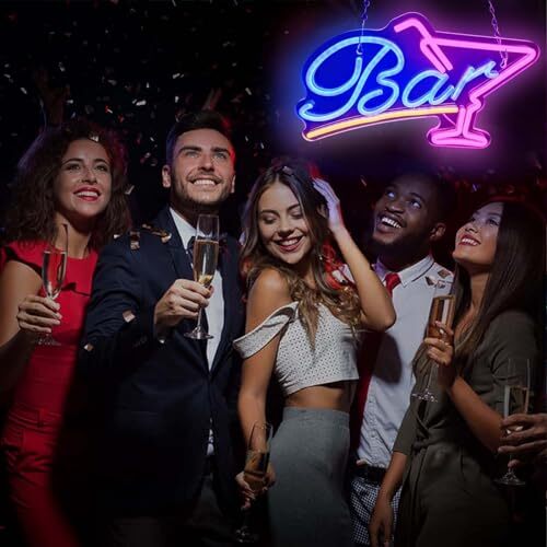 Neon Bar Signs Acrylic Bar Neon Sign LED Bar Light Up Sign Cocktail BAR ...