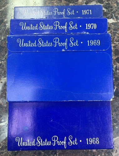 (4) U.S. Silver Proof Sets ~ One Each 1968 1969 1970 1971 ~ San ...