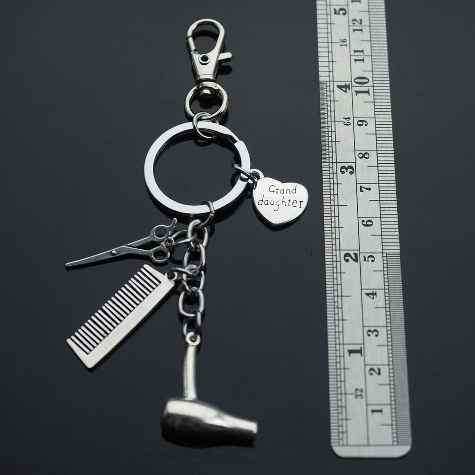 Barber Comb Scissors Hair Stylist Blow Dryer Keychain - Grand Daughter ...