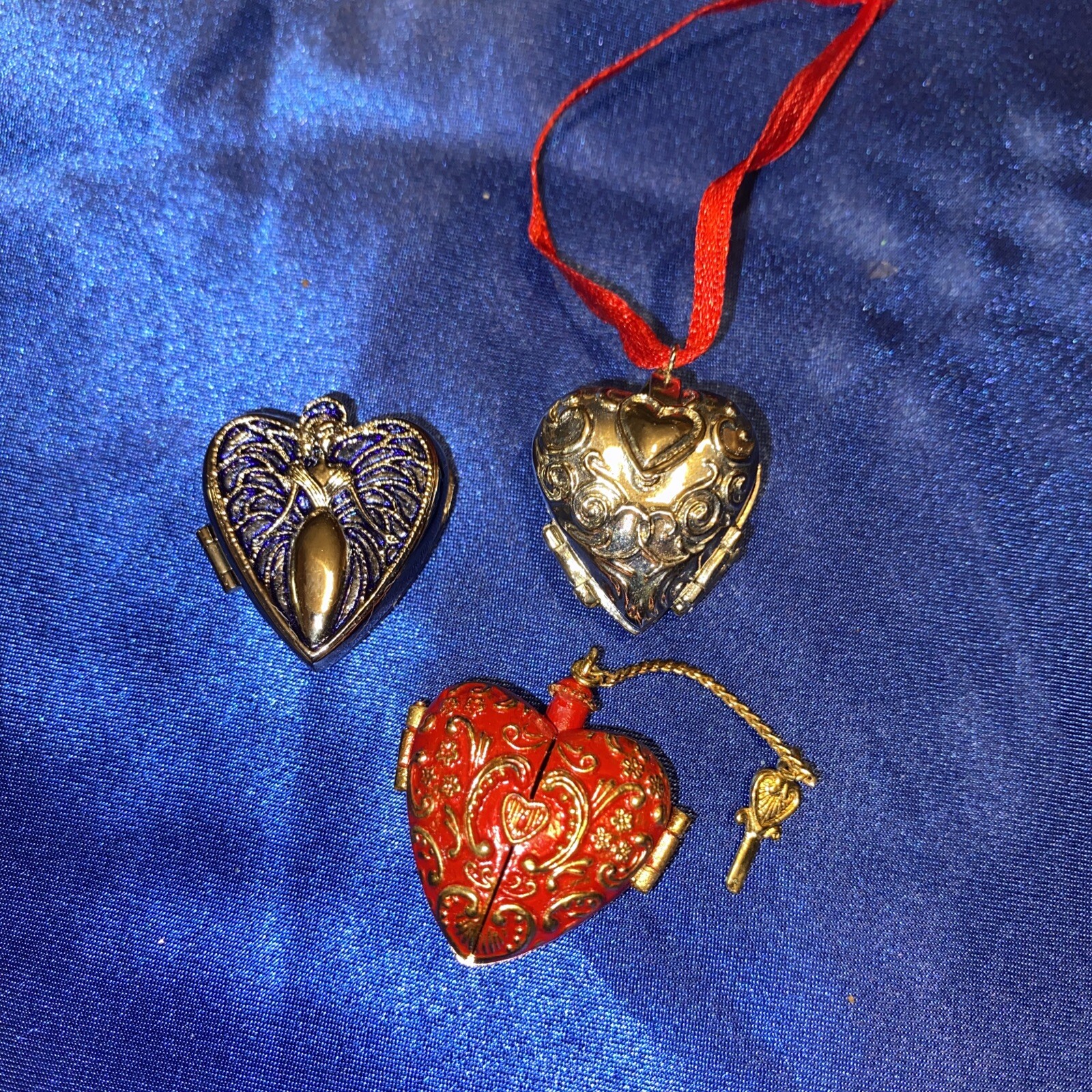 3 Hallmark Keepsake Ornament Miniature Lot Charming Heart Locket Ruby ...
