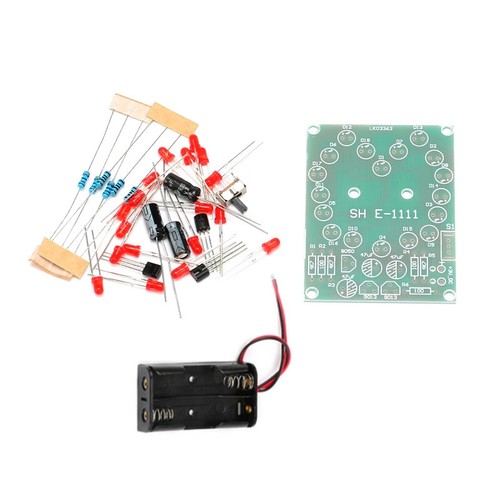 Flash Light DIY Kit 18 LEDs Heart-Shaped Red Flashing Electronic Set ...