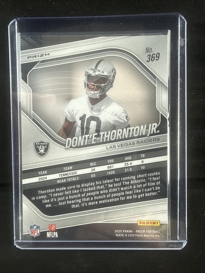 2025 Panini Prizm Football - Lazer - Dont'e Thornton Jr. - Raiders ...