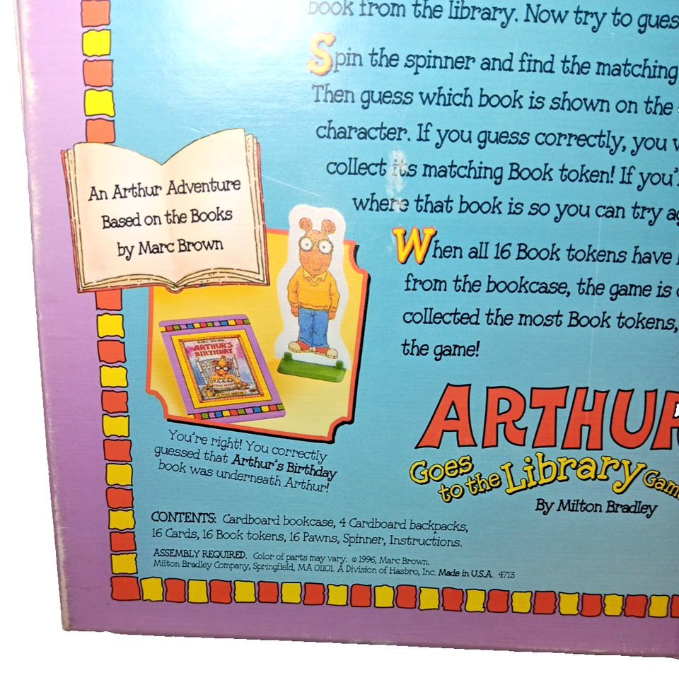 Arthur Goes to the Library - Vintage Board Game - Milton Bradley 1996 ...