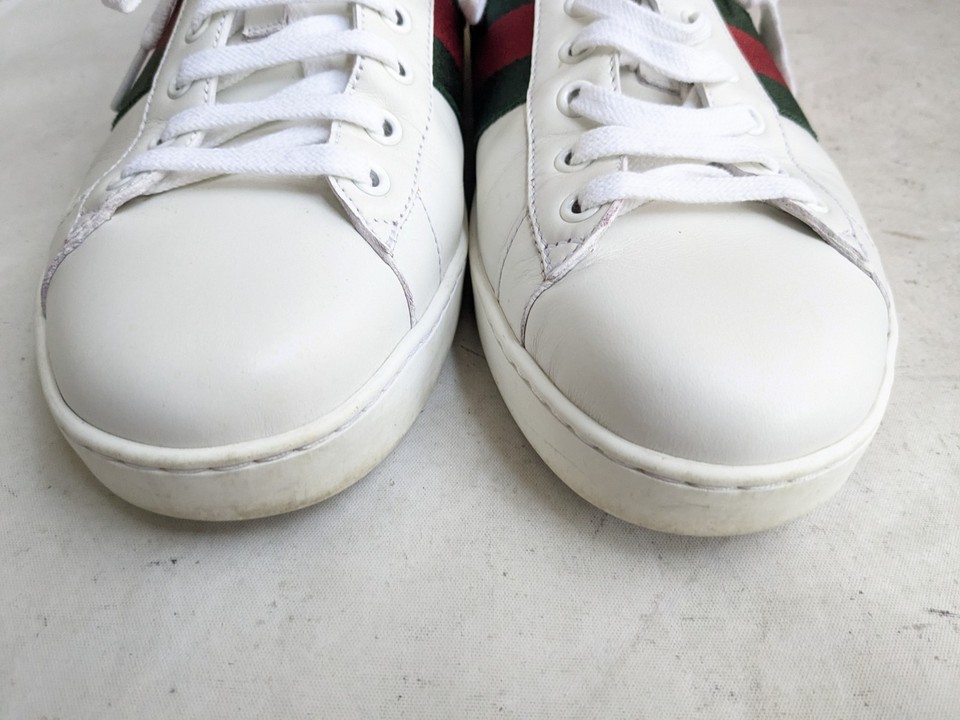 Gucci Ace Sneakers Men 10 White Leather Low Tops GG 386750 Designer ...