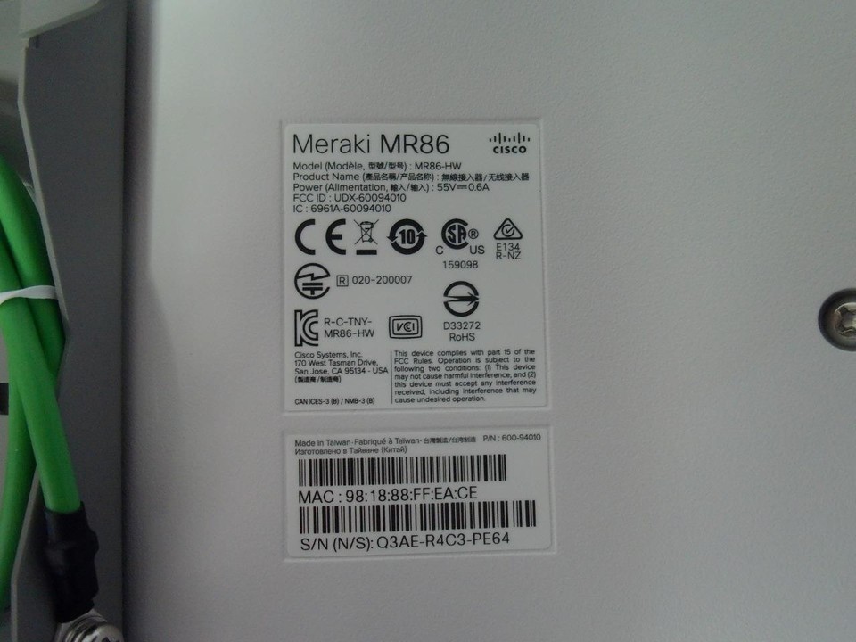 Cisco Meraki MR86-HW Wifi 6 Wireless Outdoor Access Point Unclaimed ...