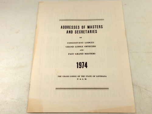 Masonic Grand Lodge Addresses of Masters and Secretaries 1974 | eBay