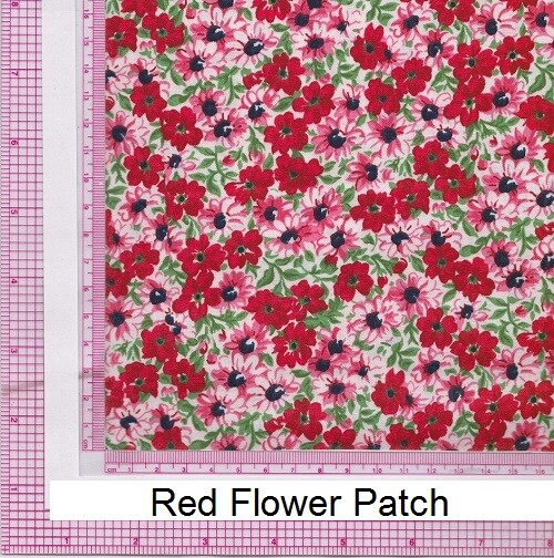 Red Flower Patch 100% Cotton Calico Fabric sold BTY | eBay