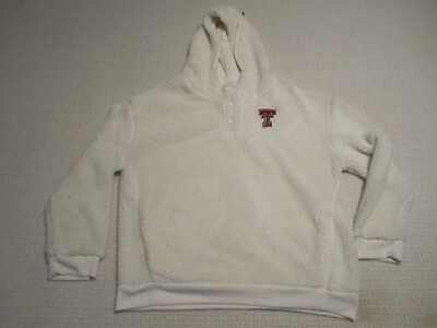 Texas Tech Sweater Womens Large Off White Fleece Pullover Red Raiders 1 ...