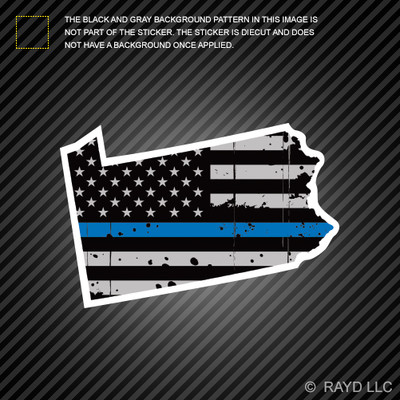 Distressed Thin Blue Line Pennsylvania State Shaped Subdued US Flag ...