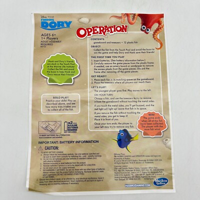 Operation Finding Dory Instructions 2016 Replacement Pieces Parts Rules ...