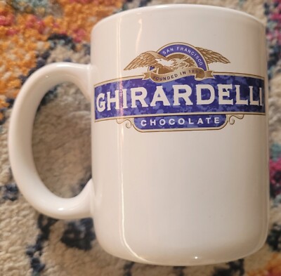 Ghirardelli Chocolate Mug Coffee Cocoa Cup Gold Eagle Logo, White B.I ...