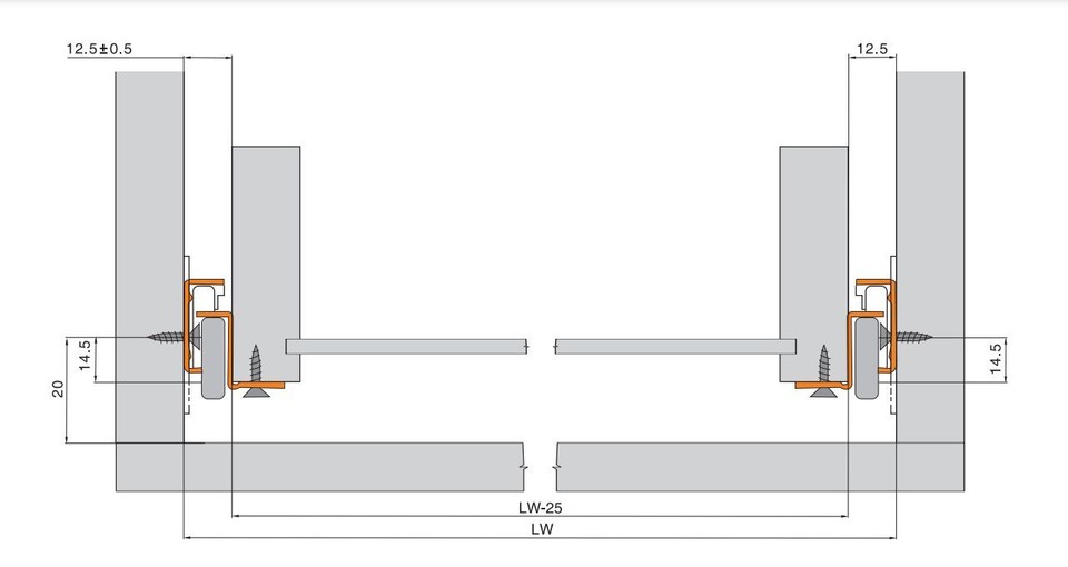 Metal Roller Bottom Fix Drawer Runners All Sizes 250mm-600mm White | eBay