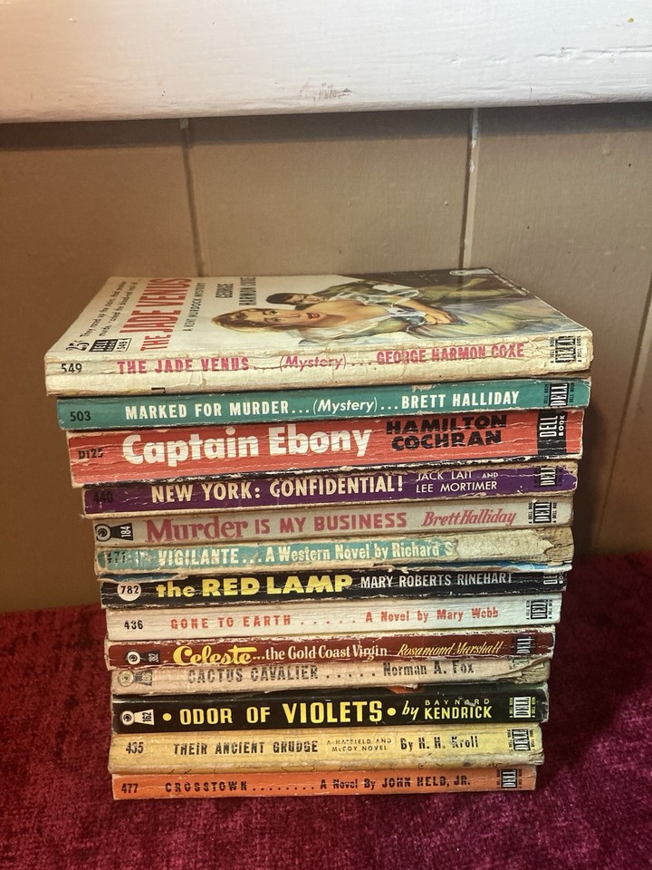 Dell Map-Back Pocket Book Lot Of 12 Vtg 1940s-50s Pulp Fiction Mystery ...